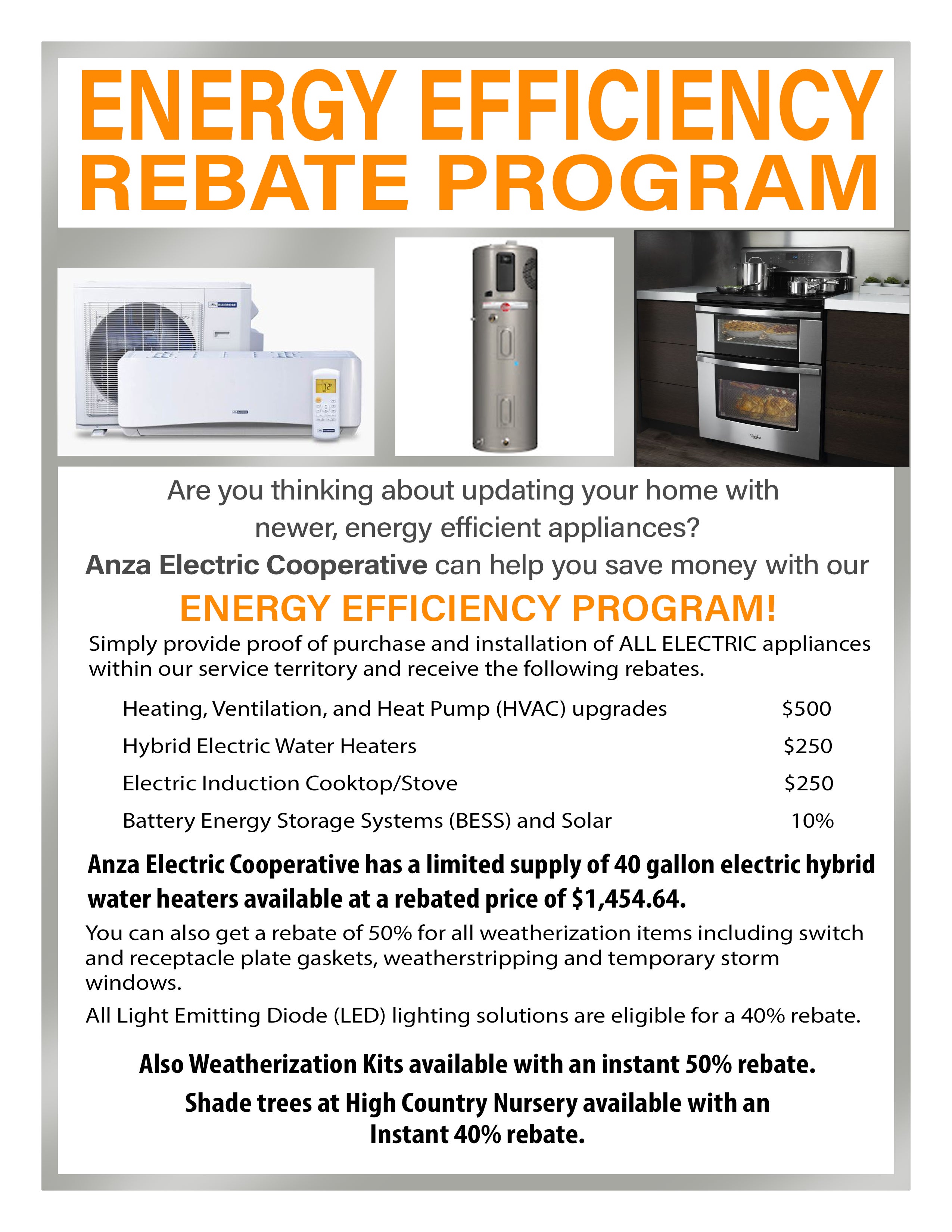 Energy Efficiency Rebate Program | Anza Electric Cooperative, Inc